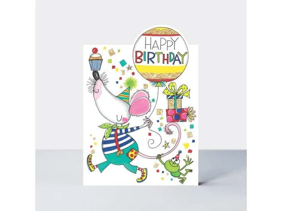 Rachel Ellen Čestitka Happy Birthday Mouse & Balloon