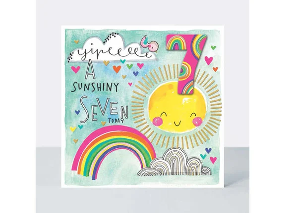 Rachel Ellen Čestitka Happy Birthday A sunshiny 7 Today Rainbows