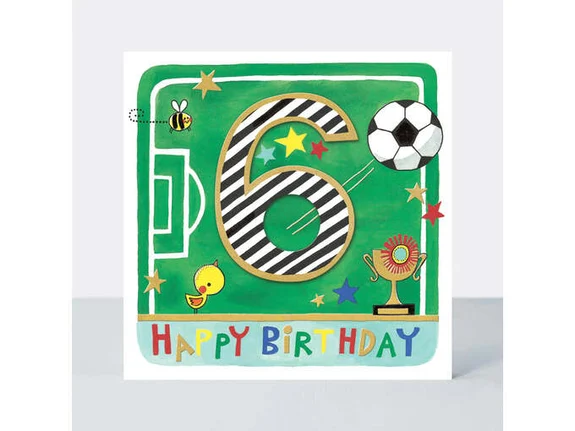 Rachel Ellen Čestitka Age 6 Boy/Football birthday card