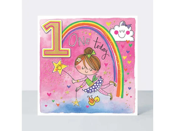 Rachel Ellen Čestitka Age 1 Fairy & Rainbow