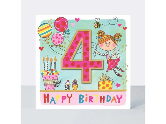 Rachel Ellen Čestitka Age 4 Girl/Fairy birthday card