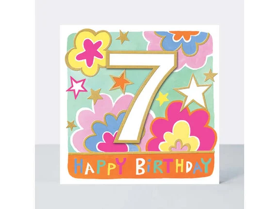 Rachel Ellen Čestitka Age 7 Girl/Cloud Bursts birthday card