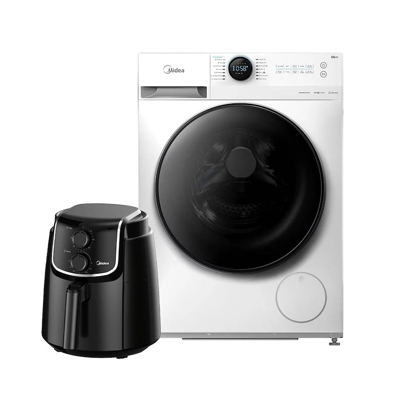 Midea Veš mašina MF200W90WB/W-HR, 9kg, Inverter motor, 1400 obrtaja + Midea Friteza na vruć vazduh MF-TN40D2ID: EK000882666