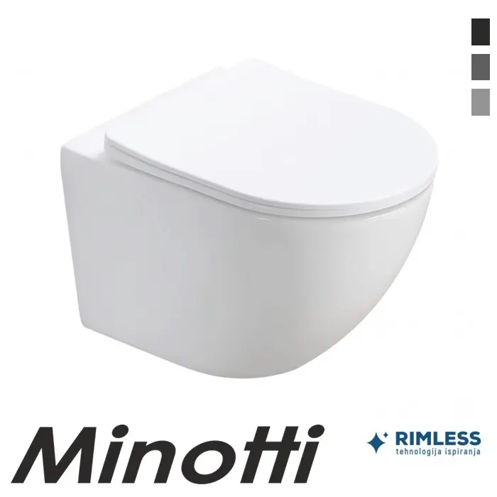 WC šolja konzolna PERLA compact rimless sa duroplast soft close daskom MINOTTI