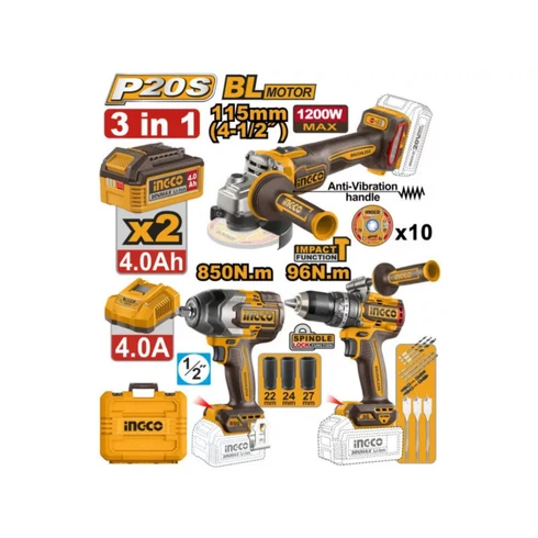 Akumulatorski set alata COSLI251292E 3/1 20V 2x4,0Ah SUPER INGCO