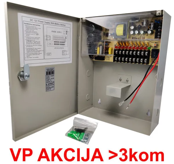 NAPRKU-12V/10A-9CH ** Gembird Napajanje u kutiji sa opcijom UPS (bez baterije) 1.5A/CH (2738)
