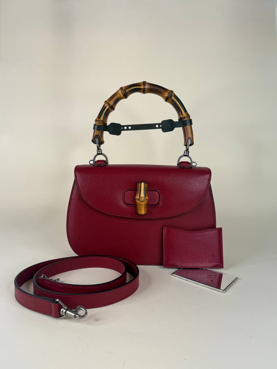 Gucci Calfskin 1947 Bamboo Top Handle Bag