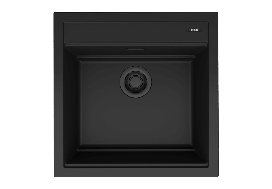 ELLECI BEST WORKSTATION 104 510x510mm TOTAL BLACK, GRANITEK NERO G40 + REŠETKA I PRELIVNIK U CRNOJ BOJI