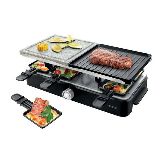 Električni Raklet Roštilj SBG 0260BK, Stoni Grill, 1400W, Kamena ploča + rešetka + 8 rakleta, Crna boja