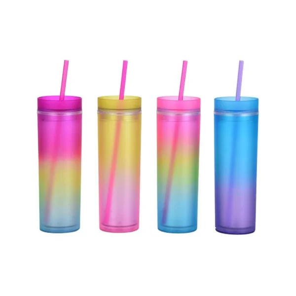 Style, čaša sa cevčicom, plastična, duga, 470 ml, miks