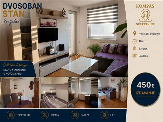 Dvosoban stan 46 m², Socijalno, Novi Sad, 2. sprat