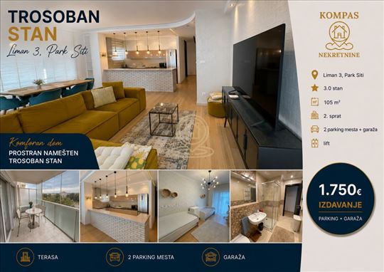 Trosoban stan, 105 m², Liman 3, Novi Sad
