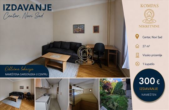Garsonjera u centru Novog Sada, 27 m², prizemlje