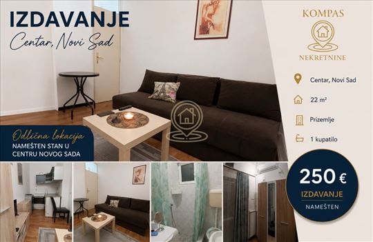 Garsonjera u centru Novog Sada, prizemlje, 22 m²