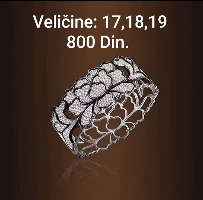 Posrebren prsten od hirurskog čelika sa žigom S925, sa floralnim