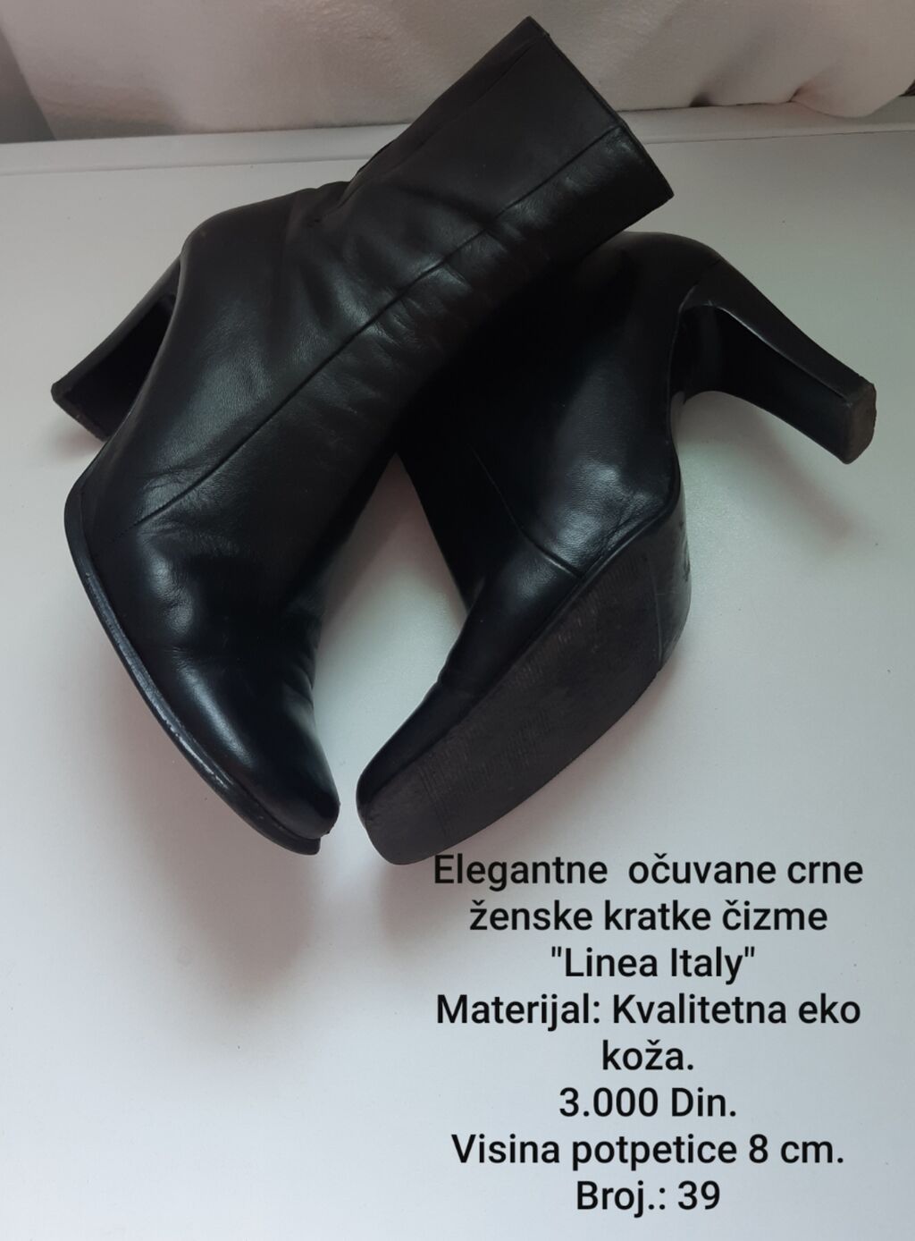Elegantne crne ženske kratke čizme Linea Italy. - Materijal