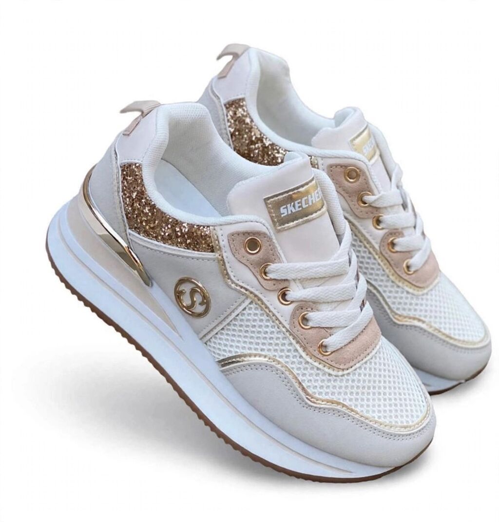 Skechers ženske patike – bele sa zlatnim detaljima - Model: niske