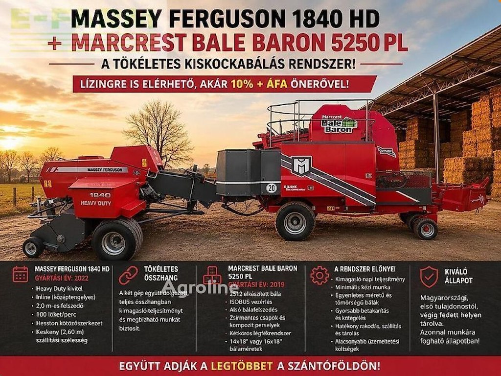 Massey Ferguson massey ferguson 1840 hd + marcrest bale baron 5250 pl balirka za četvrtaste bale