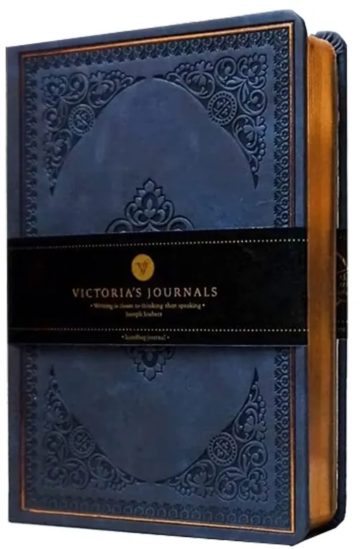VICTORIA'S JOURNALS notes A5 na linije OLD BOOK - PLAVI