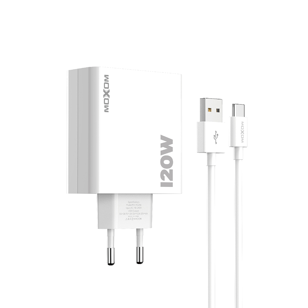 Kucni punjac Moxom MX-HC246 120W 6A Type C beli (MS)