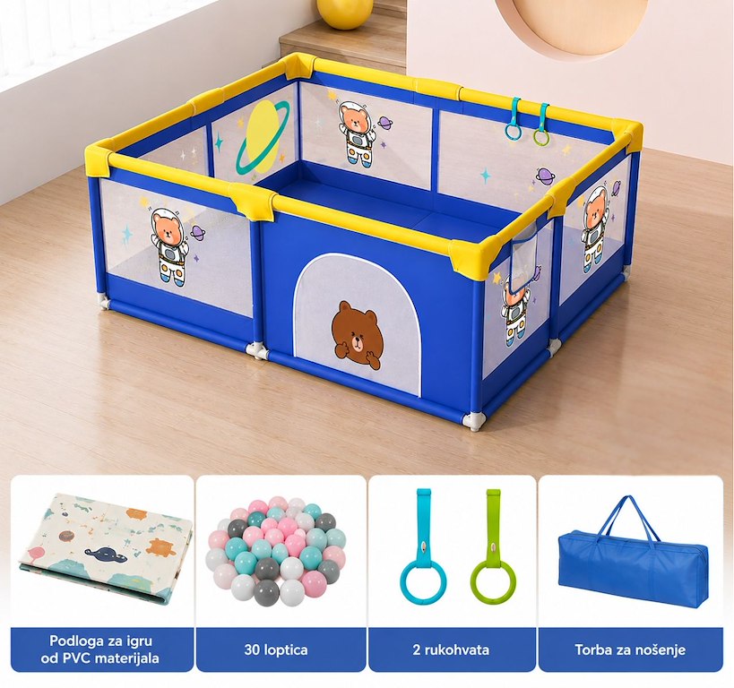 Only ogradica za bebe sa pvc podlogom,lopticama i rukohvatima 150x180cm