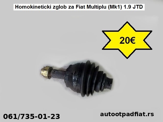 HOMOKINETICKI ZGLOB ZA FIAT MULTIPLU (MK1) 1.9 JTD