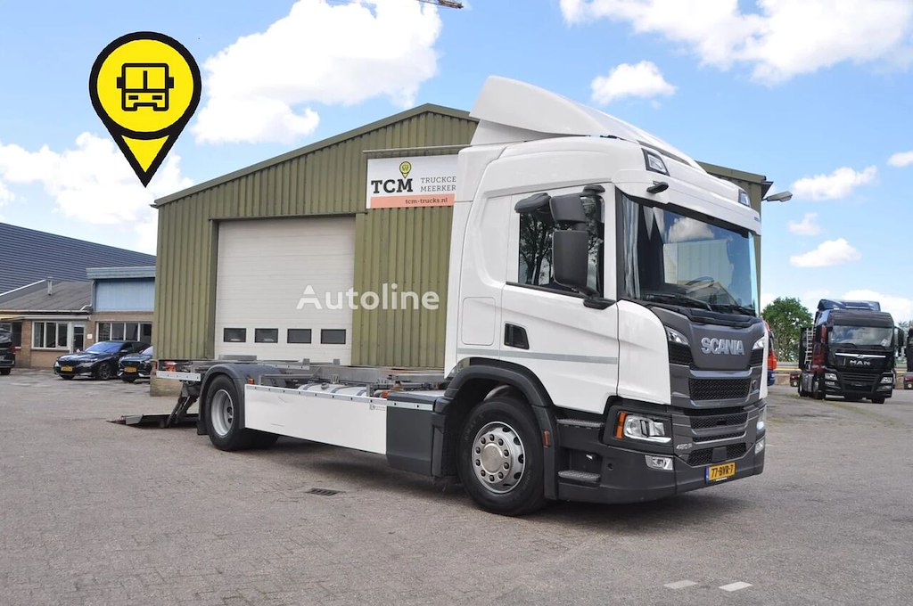 Scania P420 2023 BDF + DHOLLANDIA / SLAAPPLAATS / VANGMUIL vozilo za prevoz kontejnera