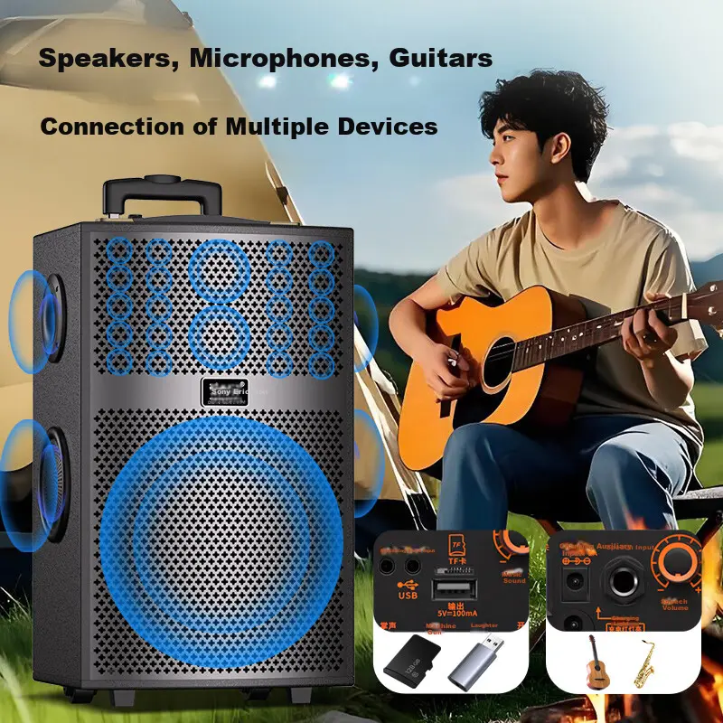 Soaiy Bluetooth karaoke zvučnik sa 2 mikrofona X64, Crni
