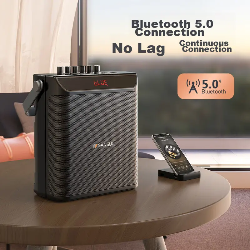 Sansui Bluetooth karaoke zvučnik sa 2 mikrofona E76, USB, Crni