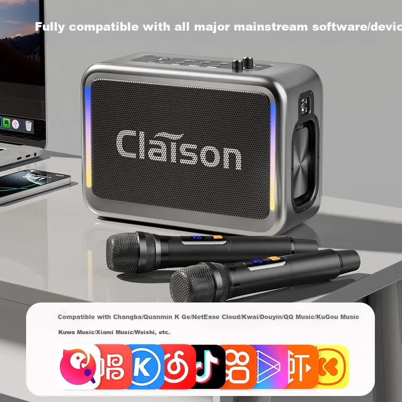 Claison Bluetooth karaoke zvučnik sa 2 mikrofona T187, Crni