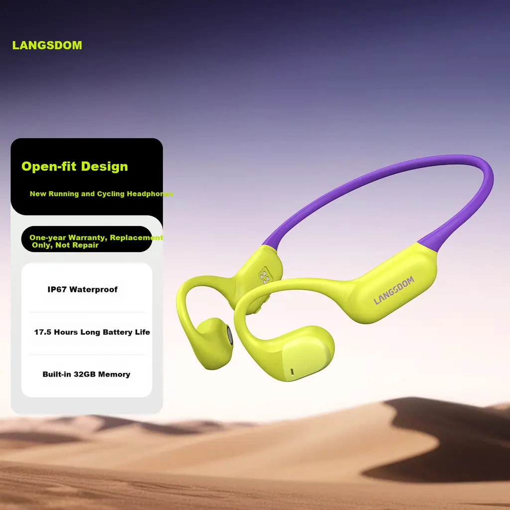 Lanshidun Bluetooth slušalice AirWave Pro, Ljubičasto-žute