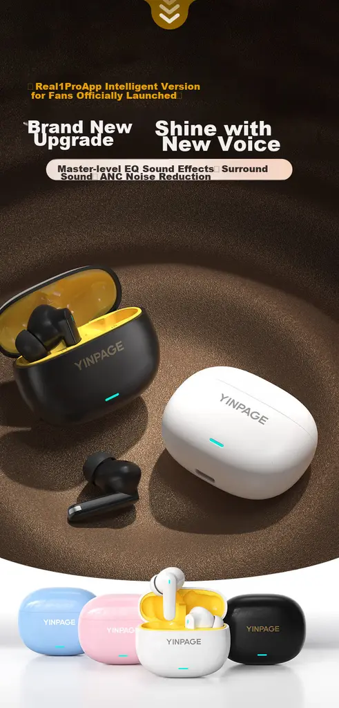 Yinbeiqi Bluetooth slušalice Real1 Pro, Crne