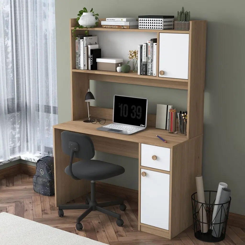 Hanah Home Radni sto i polica za knjige, Beli