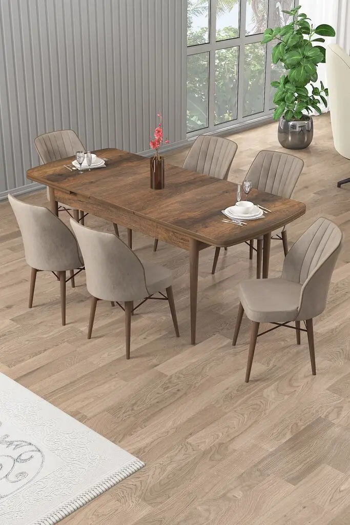 Hanah Home Trpezarijski set, 7 komada, Sivi