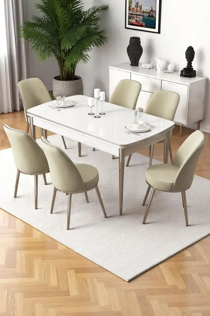 Hanah Home Trpezarijski set, 7 komada, Svetlozeleni