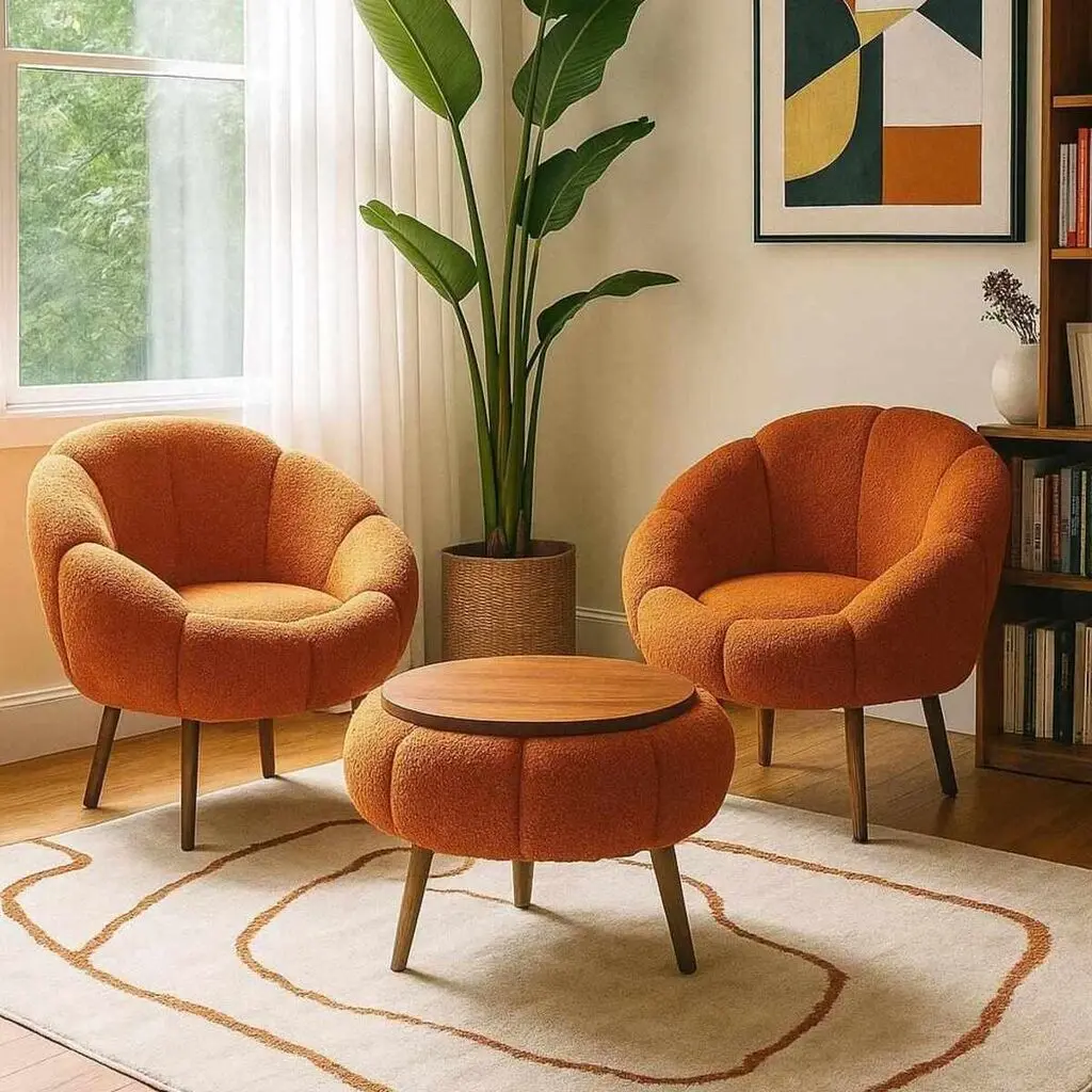 Atelier del Sofa Set stolica i stočića, 3 komada, Narandžasti