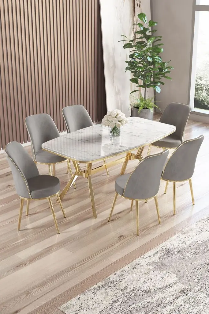 Hanah Home Trpezarijski set, 7 komada, Sivi