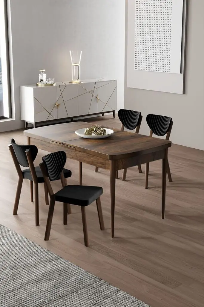 Hanah Home Trpezarijski set, 5 komada, Crni