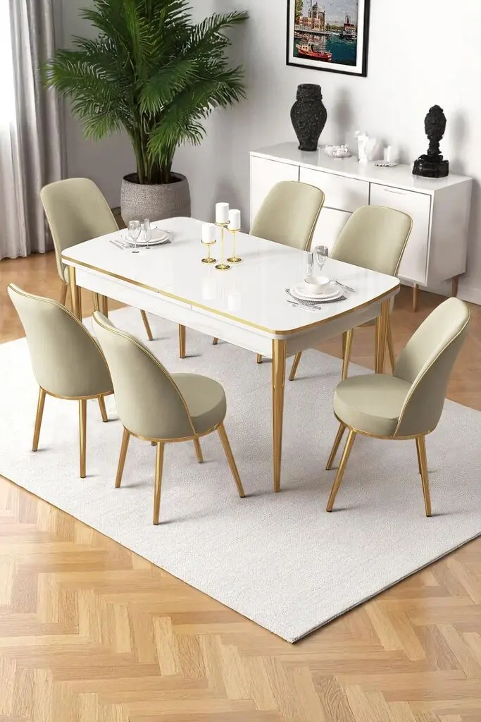 Hanah Home Trpezarijski set, 7 komada, Svetlozeleni