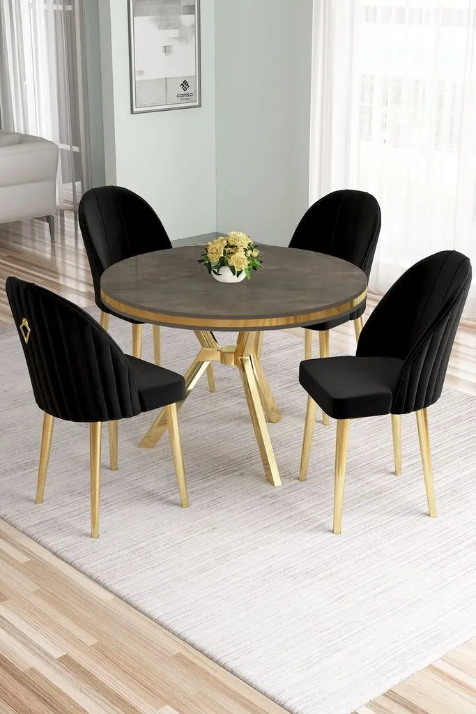 Hanah Home Trpezarijski set, 5 komada, Crni