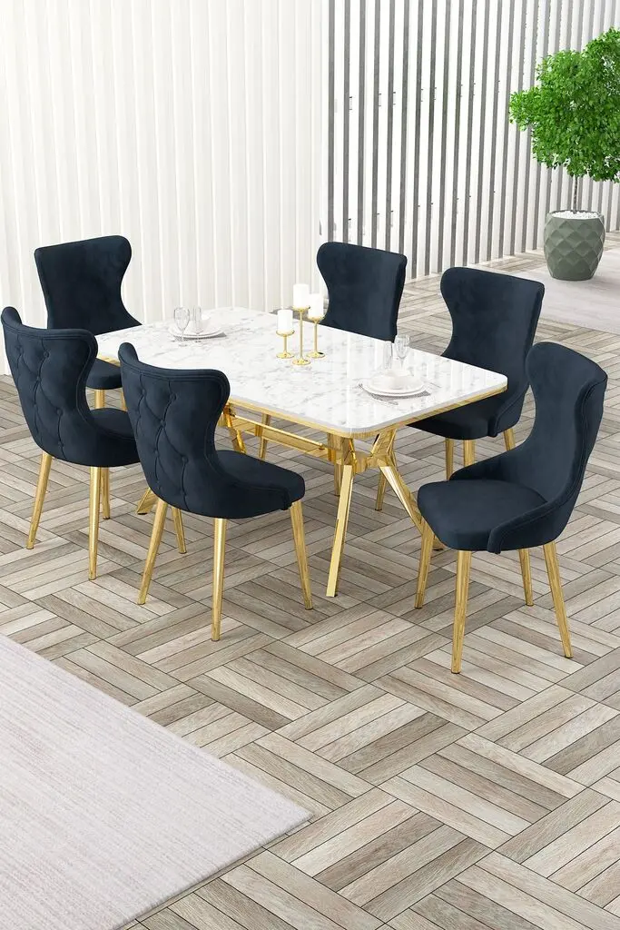 Hanah Home Trpezarijski set, 7 komada, Teget