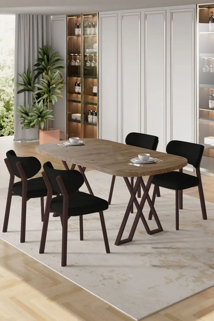 Hanah Home Trpezarijski set, 5 komada, Crni