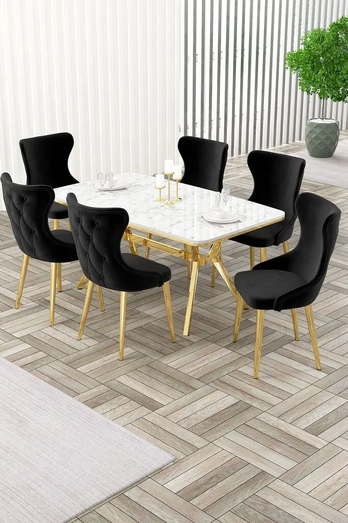 Hanah Home Trpezarijski set, 7 komada, Crni