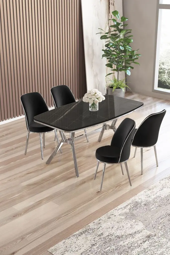 Hanah Home Trpezarijski set, 5 komada, Crni