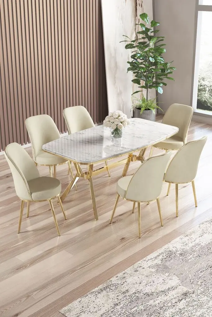 Hanah Home Trpezarijski set, 7 komada, Svetlozeleni