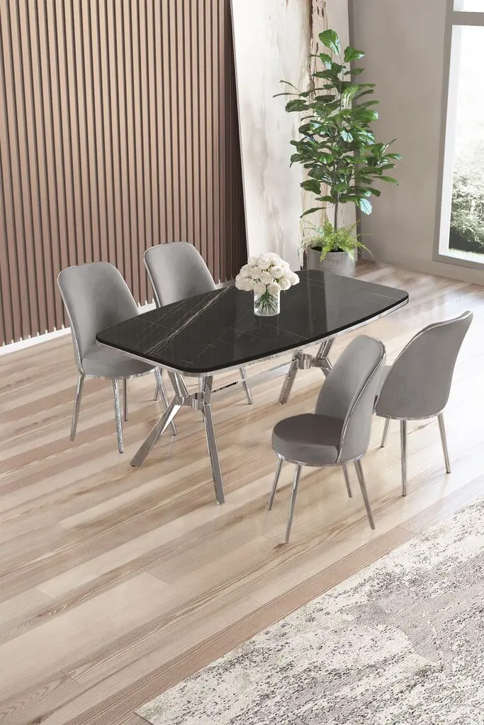 Hanah Home Trpezarijski set, 5 komada, Sivi