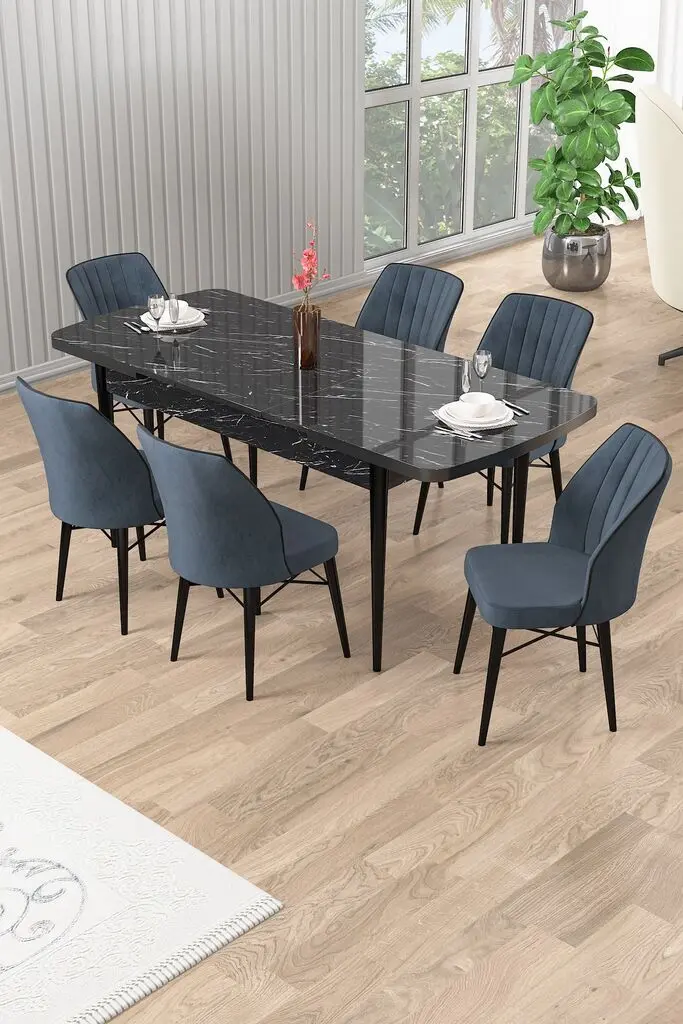 Hanah Home Trpezarijski set, 7 komada, Teget