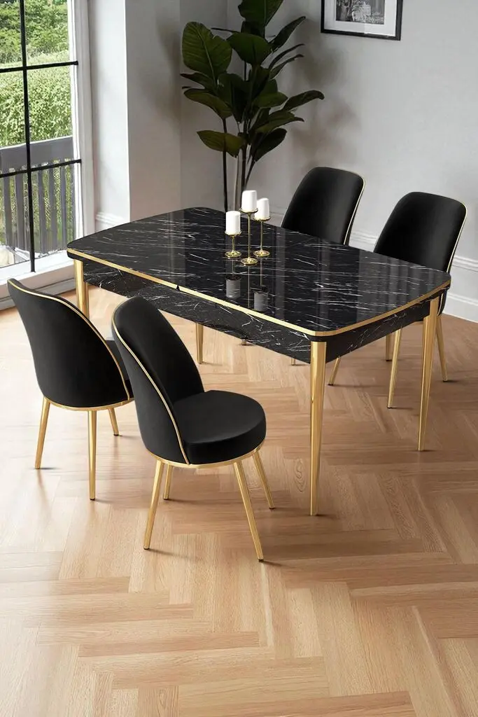 Hanah Home Trpezarijski set, 5 komada, Crni