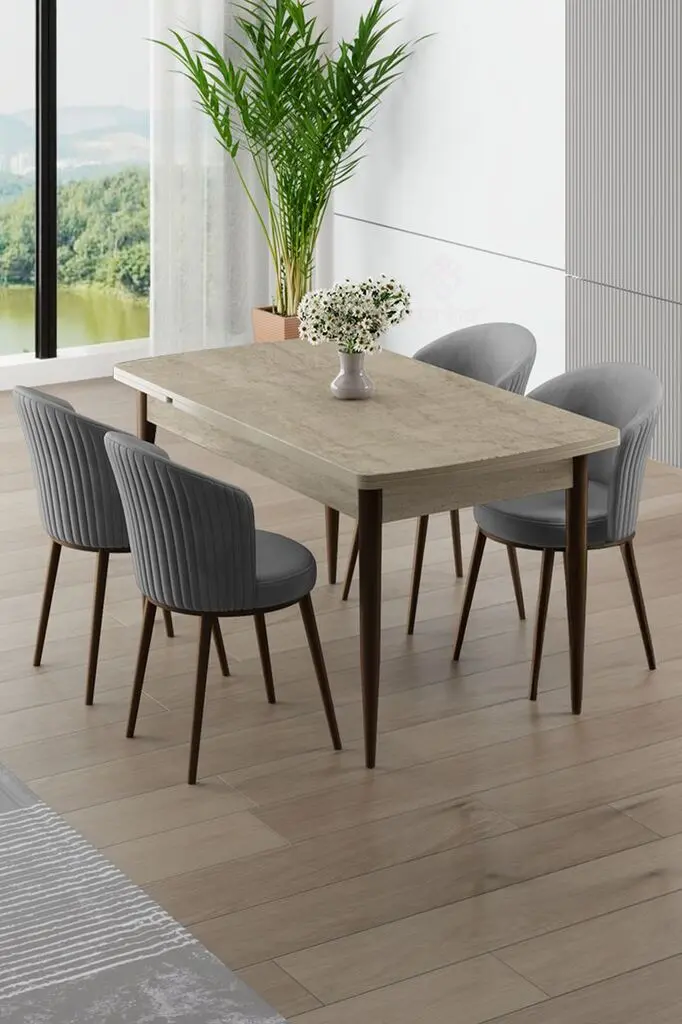 Hanah Home Trpezarijski set, 5 komada, Sivi