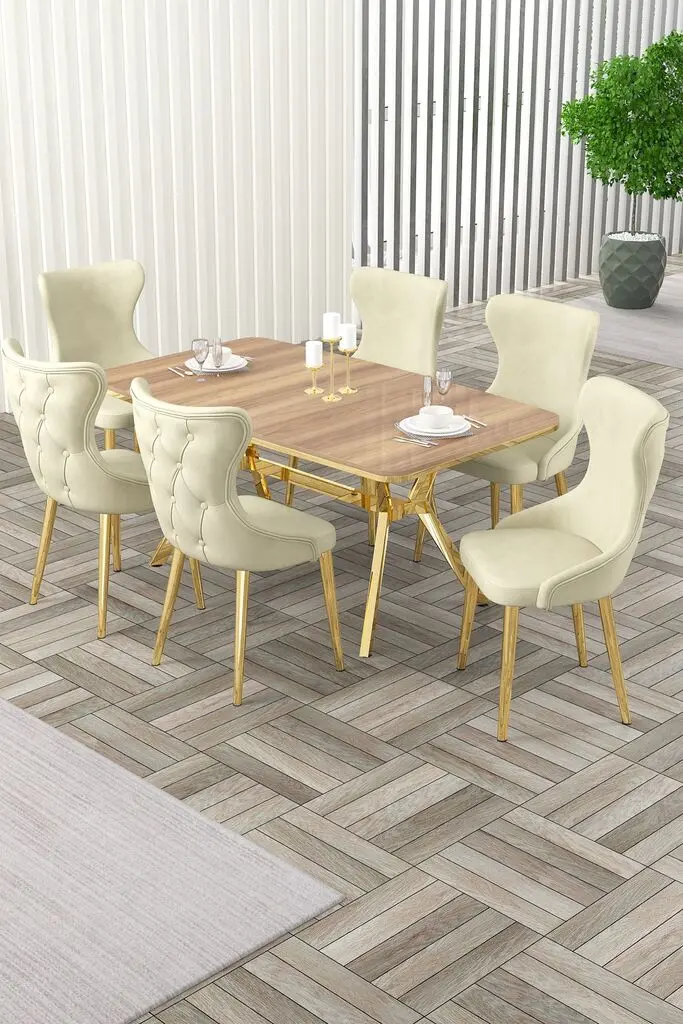 Hanah Home Trpezarijski set, 7 komada, Svetlozeleni